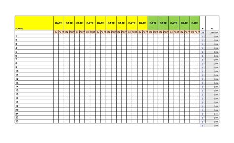 Free Printable Weekly Attendance Sheet Template Campaign Planning