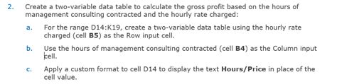 Solved 2 A Create A Two Variable Data Table To Calculate Chegg Com