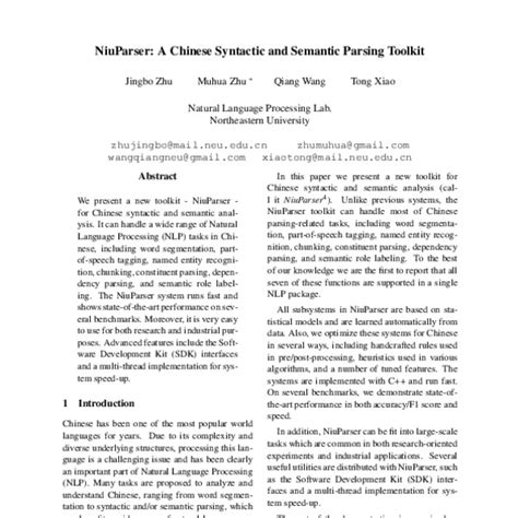 Niuparser A Chinese Syntactic And Semantic Parsing Toolkit Acl Anthology