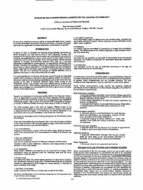 Integrated Multi Sensor Mission Concepts For The Canadian Ice Community