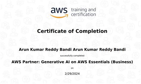 Bandi Arun Kumar Reddy On Linkedin Generative Ai On Aws Essentials Business