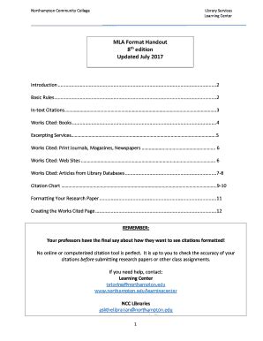 Fillable Online MLA Format Handout Fax Email Print PdfFiller