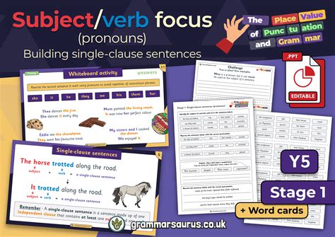 Year 5 The Place Value Of Punctuation And Grammar Building Single Clause Sentences Pronouns