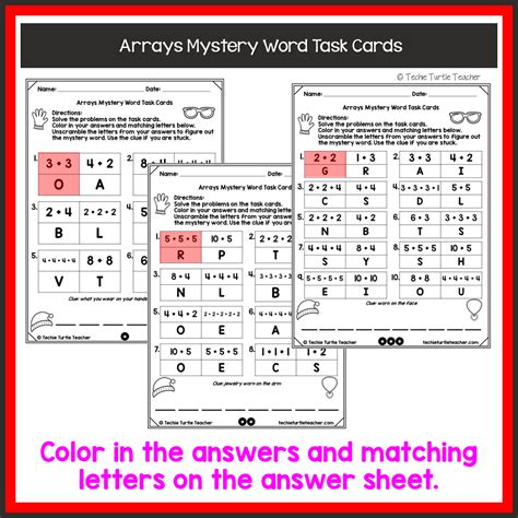 Arrays Mystery Word Task Card Activity Bundle Made By Teachers