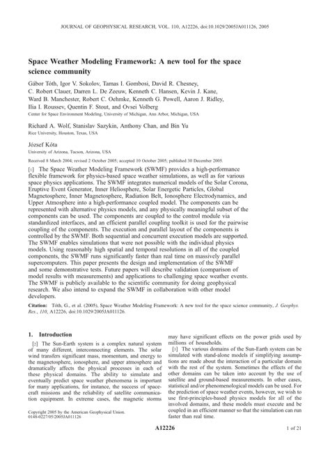 pdf space weather modeling framework a new tool for the space
