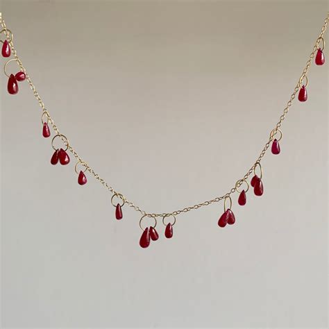 Ruby Drop Delicate Circle Bunches Necklace Meeka Fine Jewelry