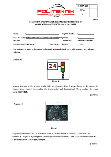 dfc10223 csa problem based exercise 2 marks department of information