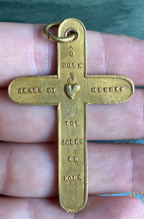 Large Pectoral French Cross With Prayer Pinchbeck Ormulu Pomponne