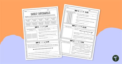 Daily Decimals Worksheet Teach Starter