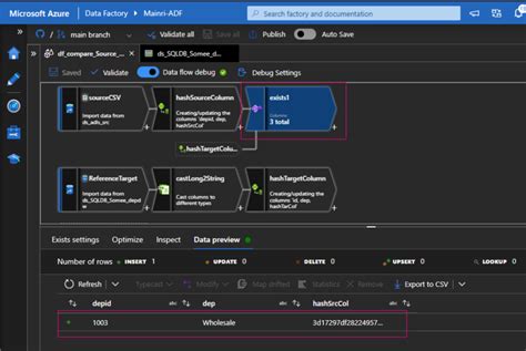 Using Exists Transformation For Data Comparison In Azure Data Factory