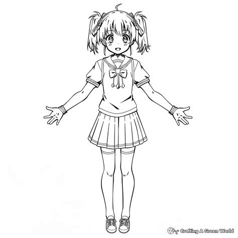 Anime Girl Coloring Pages Full Body Easy Printable