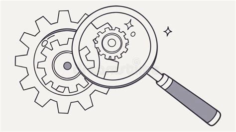 Magnifying Glass Examining Gears Problem Solving And Engineering Vector Design Generative Ai