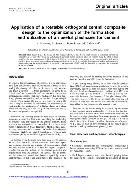 Pdf Application Of A Rotatable Orthogonal Central Composite Design To The Optimization Of The