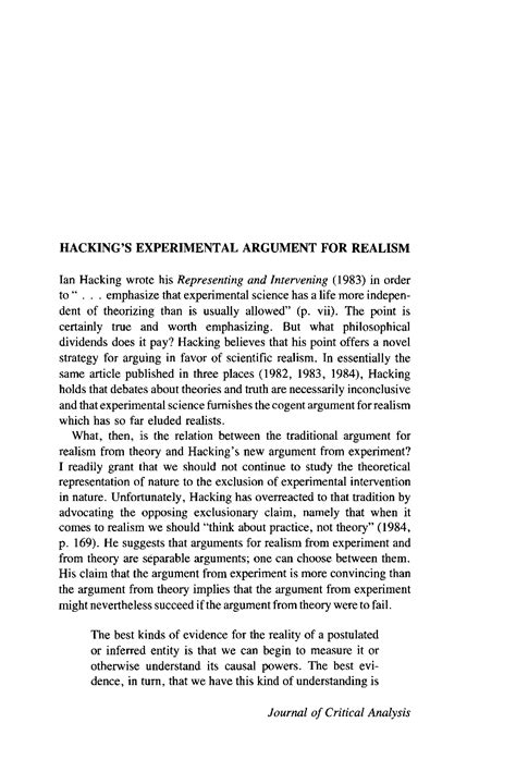 the journal of critical analysis volume 9 issue 1 1988 hacking s