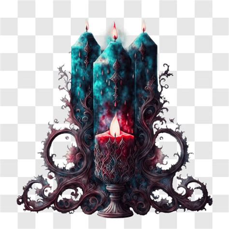 Download Medieval Gothic Inspired Candlestick With Three Lit Candles