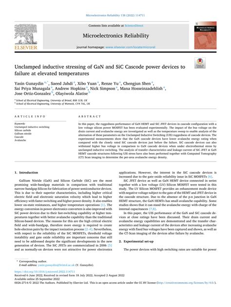 Pdf Unclamped Inductive Stressing Of Gan And Sic Cascode Power