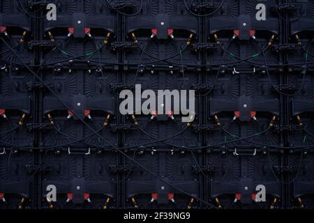 Backside Of Big LED Screen Monitor Display Texture Of Back View Of LED Panels Power Input And