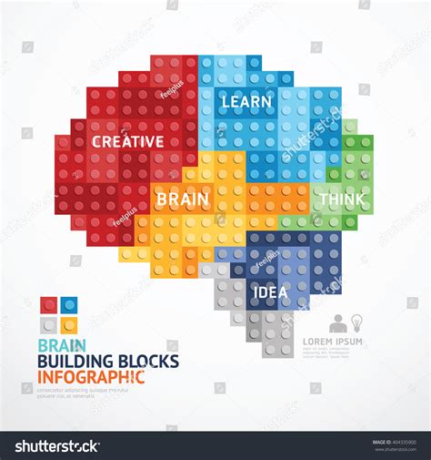 Infographic Template Brain Shape Building Blocks Stock Vector Royalty Free 404335900