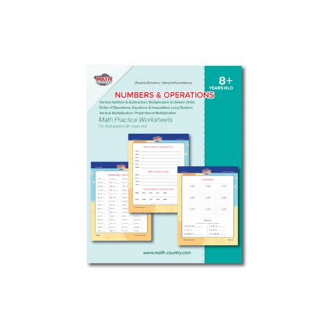 numbers and operations math worksheets grades 3 4 ages 8 9 math
