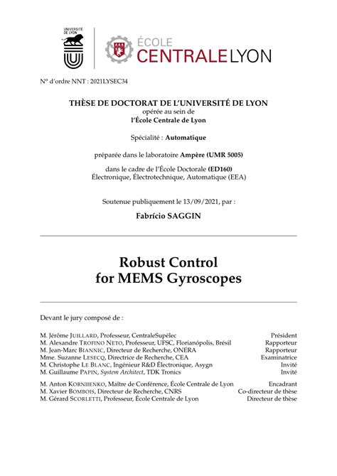Pdf Robust Control For Mems Gyroscopes