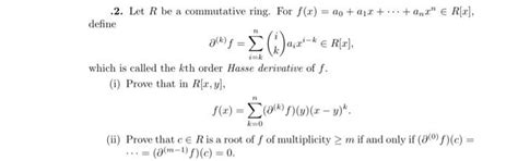 2 let r be a commutative ring for
