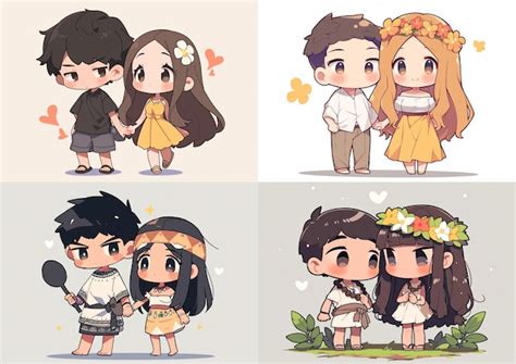 Premium Vector Chibi Couple Visit Solomon Islands
