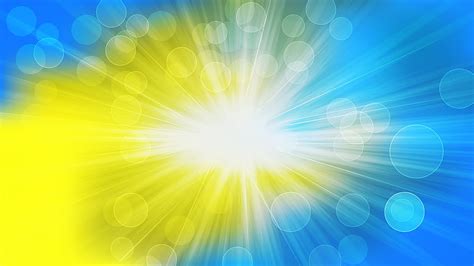 Sinar Matahari Biru Kuning Dan Putih Lampu Bokeh Latar Belakang