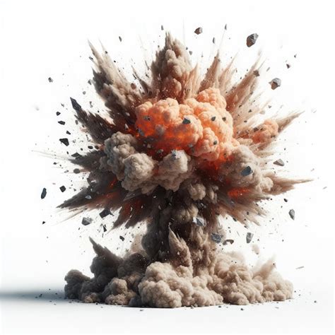 Premium Photo Explosion With Pieces Of Rock Isolated On White Background