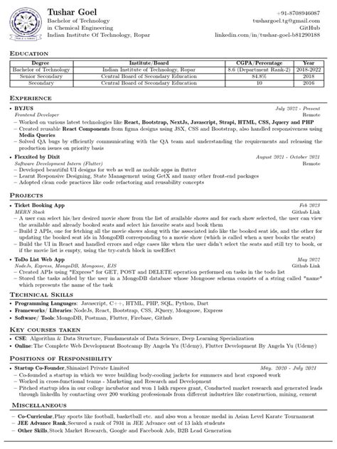 Tushar Sde Resume Pdf Bootstrap Front End Framework Software