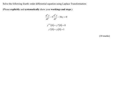 Solved Solve The Following Fourth Order Differential