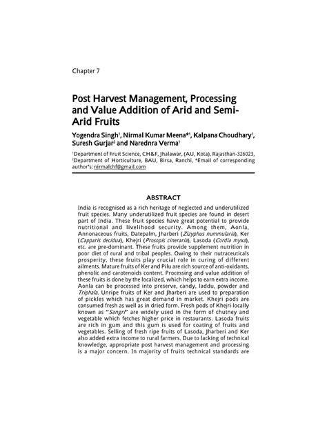 PDF Post Harvest Management Processing And Value Addition Of Arid