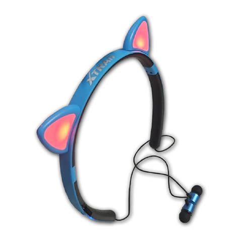 Fone Orelha de Gato Headphone Bluetooth Sem fio Led Tiara Roxo De Coração Shop