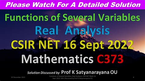 functions of several variables real analysis csir net math 16 sept
