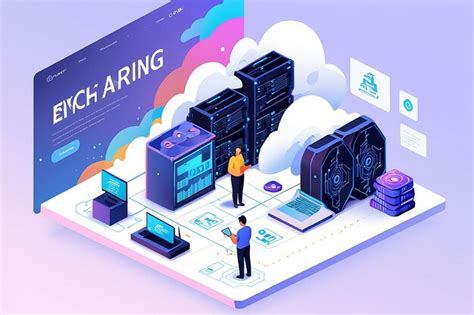 Cryptocurrency And Blockchain Concept Data Powered Center Cloud Data Storage Isometric