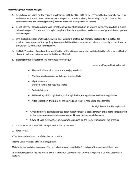 Methodology For Protein Analysis Methodology For Protein Analysis
