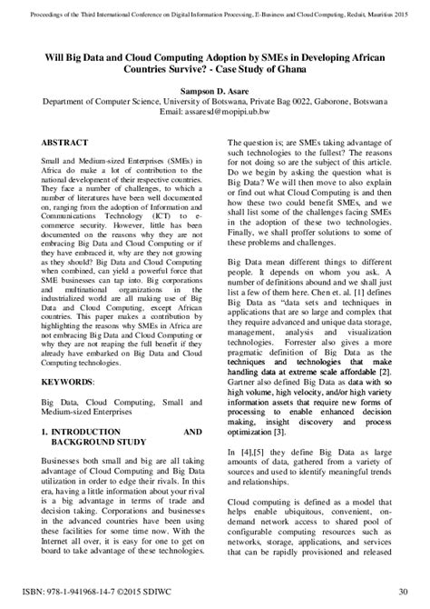 Pdf Will Big Data And Cloud Computing Adoption By Smes In Developing African Countries Survive