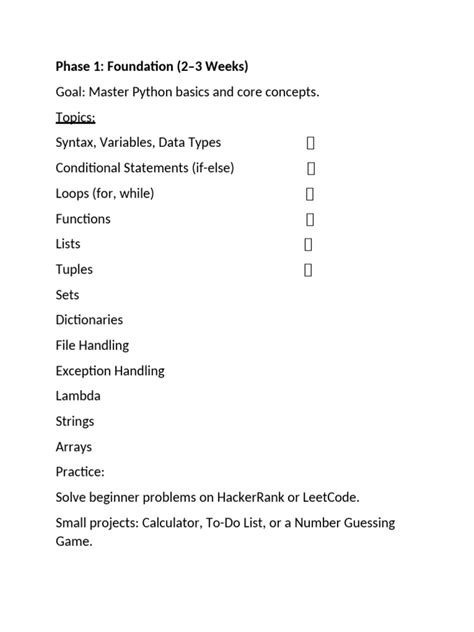 Python Learning Plan Pdf Object Oriented Programming Python Programming Language