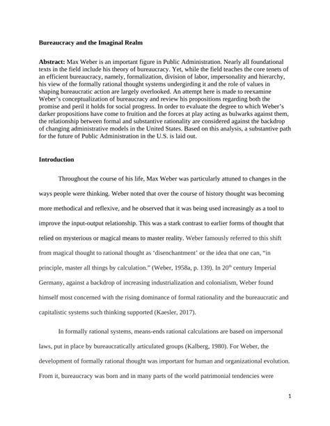 Pdf Bureaucracy And The Imaginal Realm Max Weber Rationality And