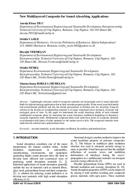 Pdf New Multilayered Composite For Sound Absorbing Applications