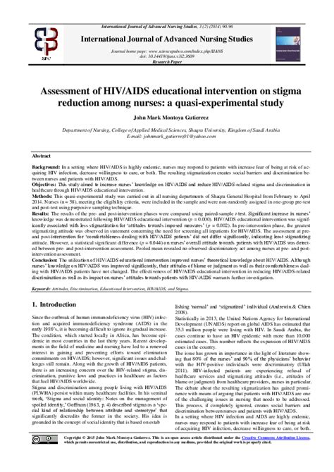 Pdf Assessment Of Hivaids Educational Intervention On Stigma