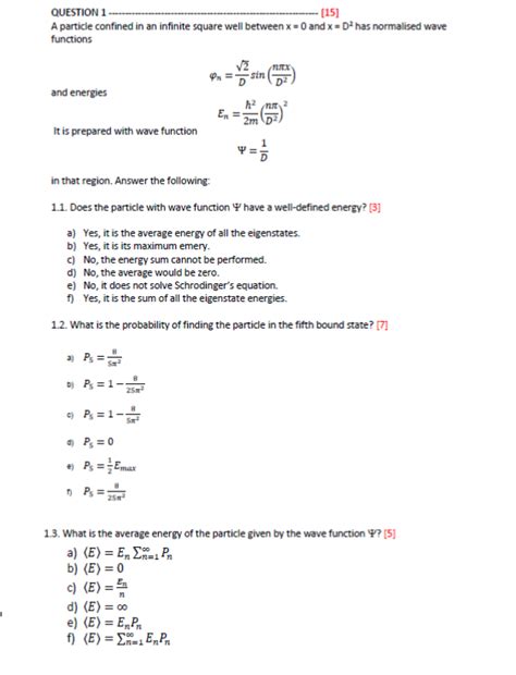 Solved Question 1 [15] A Particle Confined In An Infinite