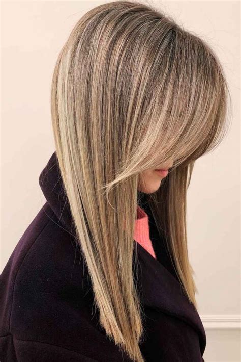 Straight Layered Hair With Long Side Bangs