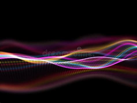 3d Rainbow Coloured Flowing Particle Waves Stock Illustration Illustration Of Global Wave
