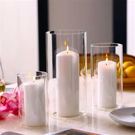 Phosphor Hurricand Candle Holder 18 Pcs Glass Pillar Candle Holder
