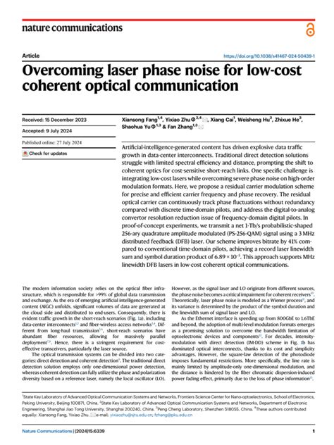 Overcoming Laser Phase Noise For Low Cost Pdf Modulation Fiber