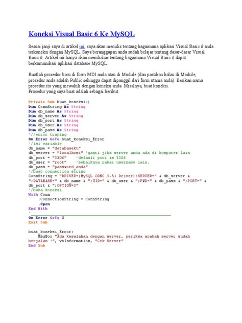Koneksi Visual Basic 6 Ke Mysql Pdf
