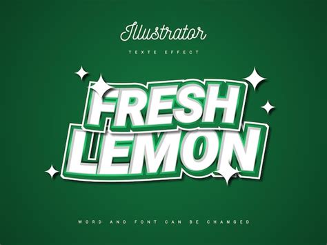 Premium Vector Fresh Lemon Illustrator Editable 3d Text Effect Template Design