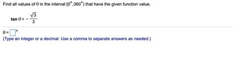 Solved Find All Values Of In The Interval That Chegg Com