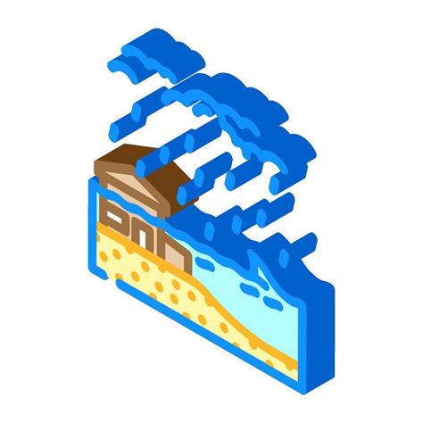 Storm Surge Flooding Hurricane Disaster Isometric Icon Illustration