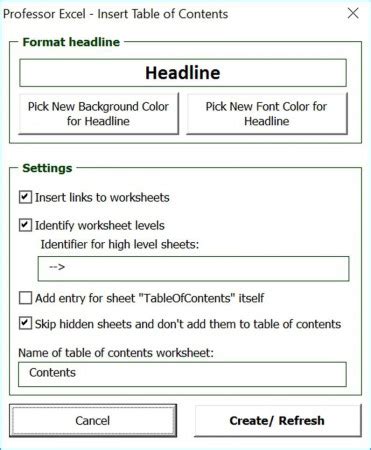Table Of Contents In Excel 4 Ways To Create A Directory Professor Excel